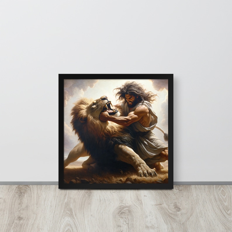 Samson's Valor Lion Battle Art Biblical Strength Biblical Hero Samson ...