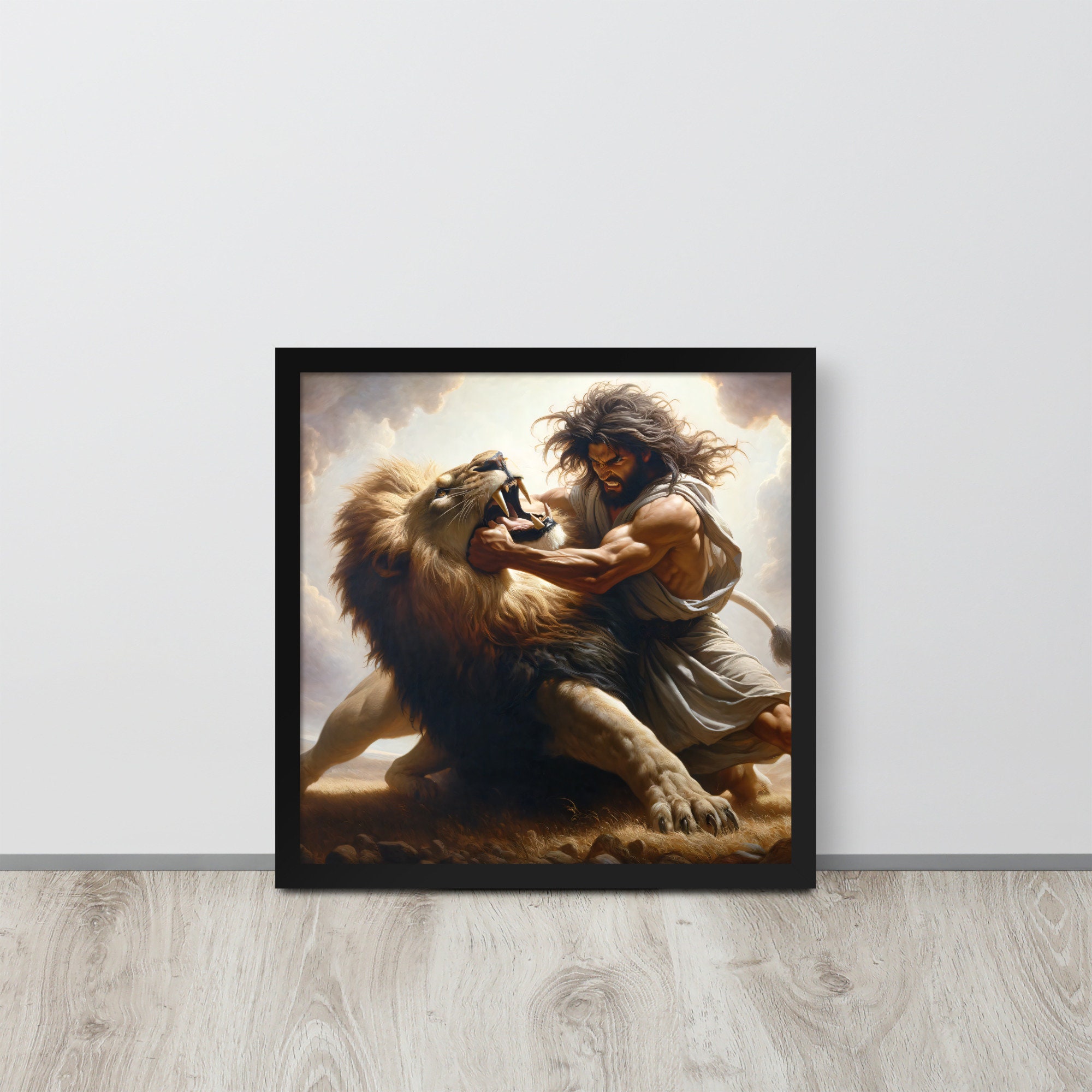 Samson's Valor Lion Battle Art Biblical Strength Biblical Hero Samson ...
