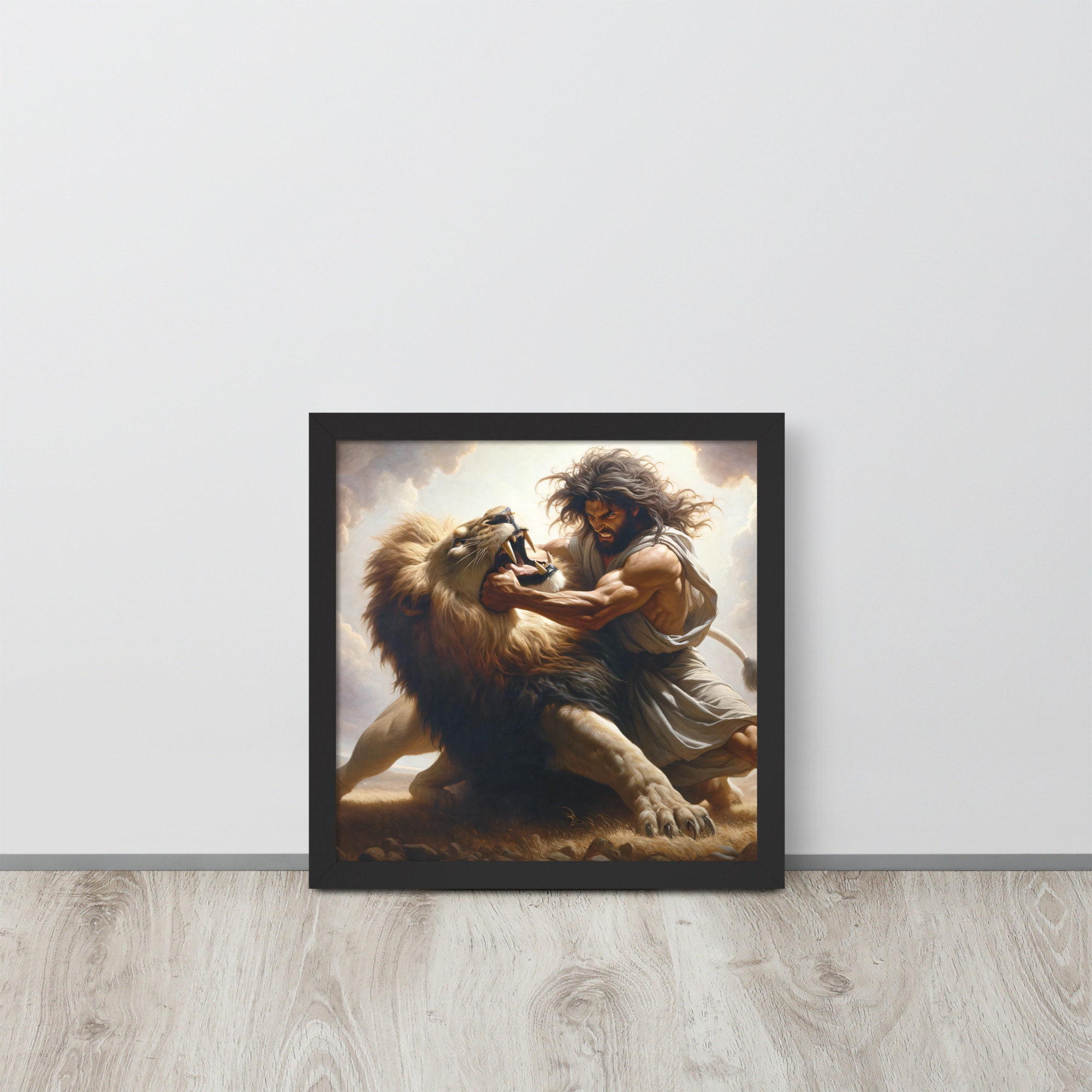 Samson's Valor Lion Battle Art Biblical Strength Biblical Hero Samson ...