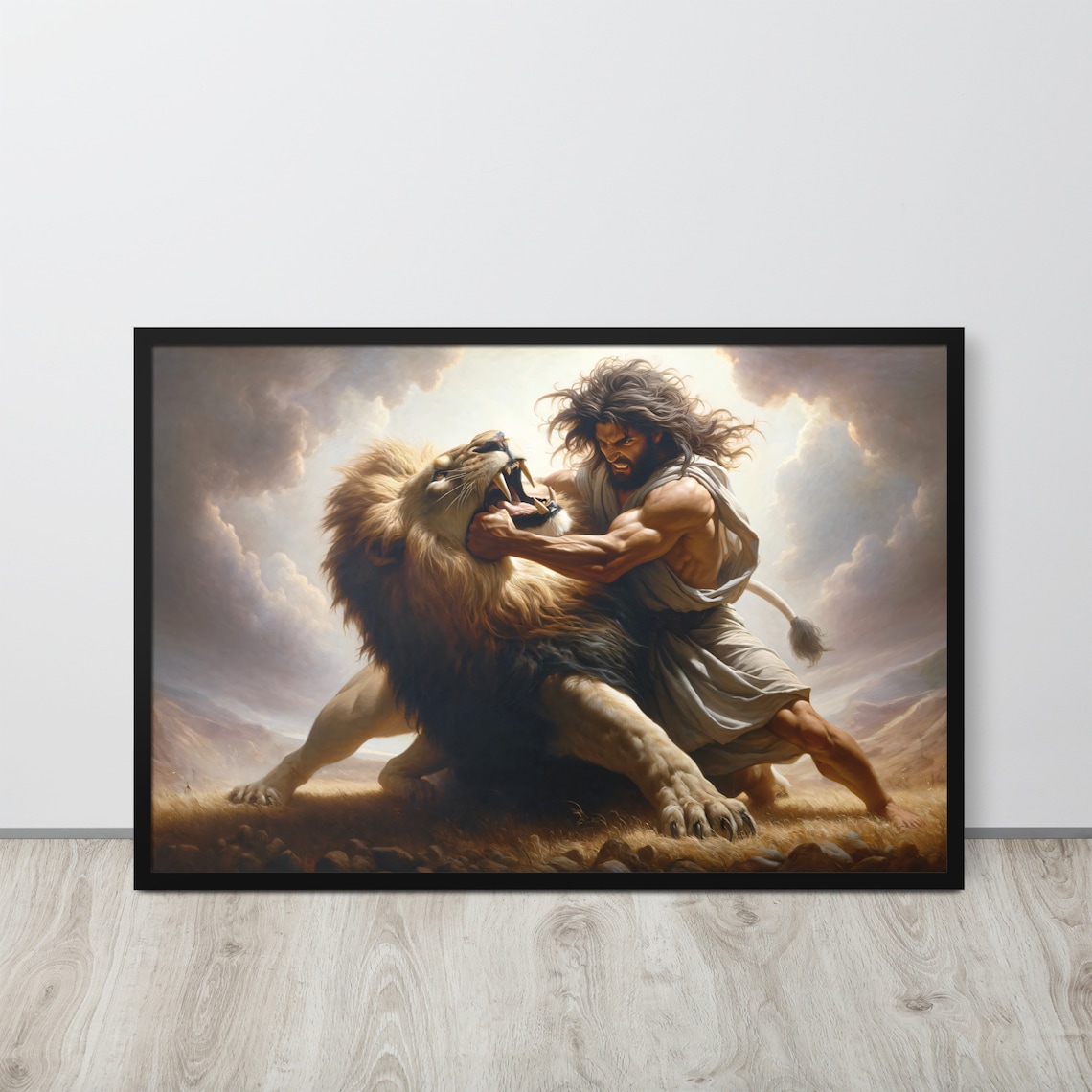 Samson's Valor Lion Battle Art Biblical Strength Biblical Hero Samson ...