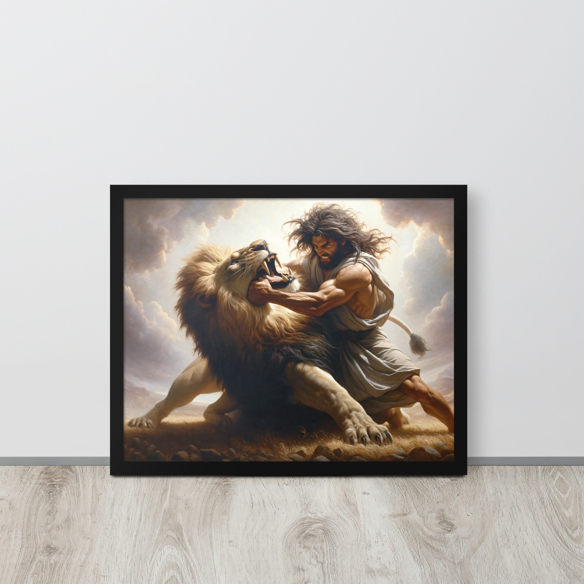 Samson's Valor Lion Battle Art Biblical Strength Biblical Hero Samson ...