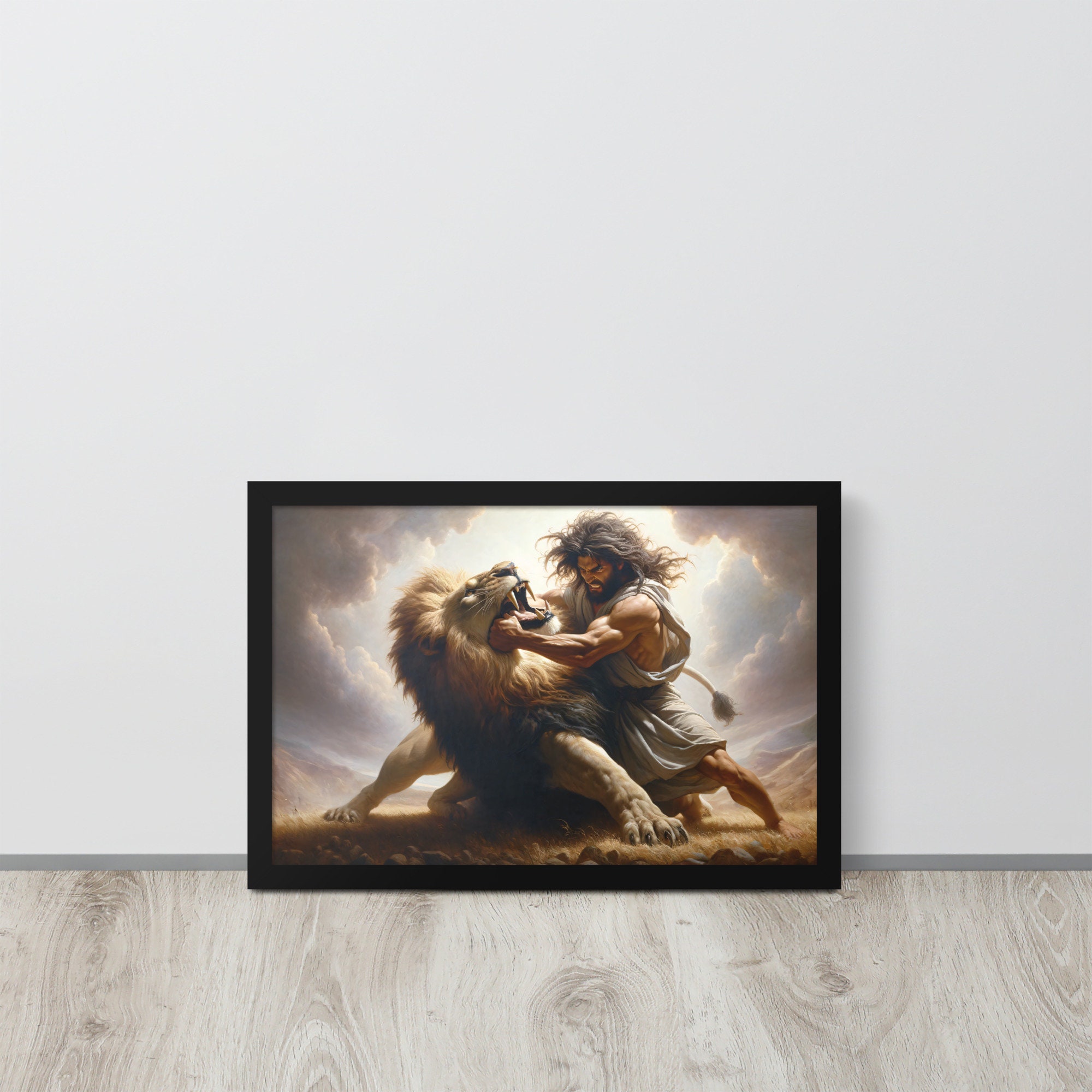 Samson's Valor Lion Battle Art Biblical Strength Biblical Hero Samson ...