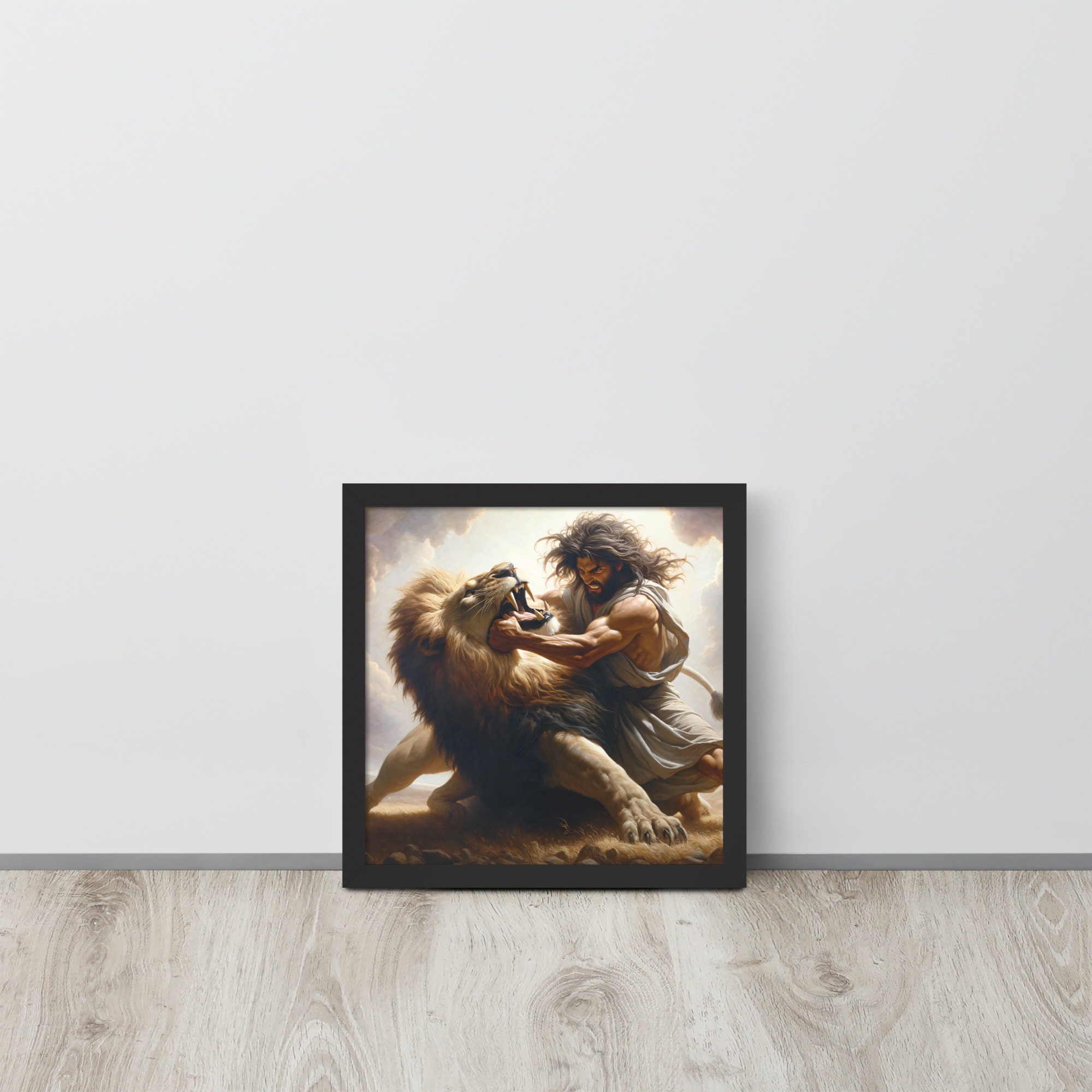 Samson's Valor Lion Battle Art Biblical Strength Biblical Hero Samson ...