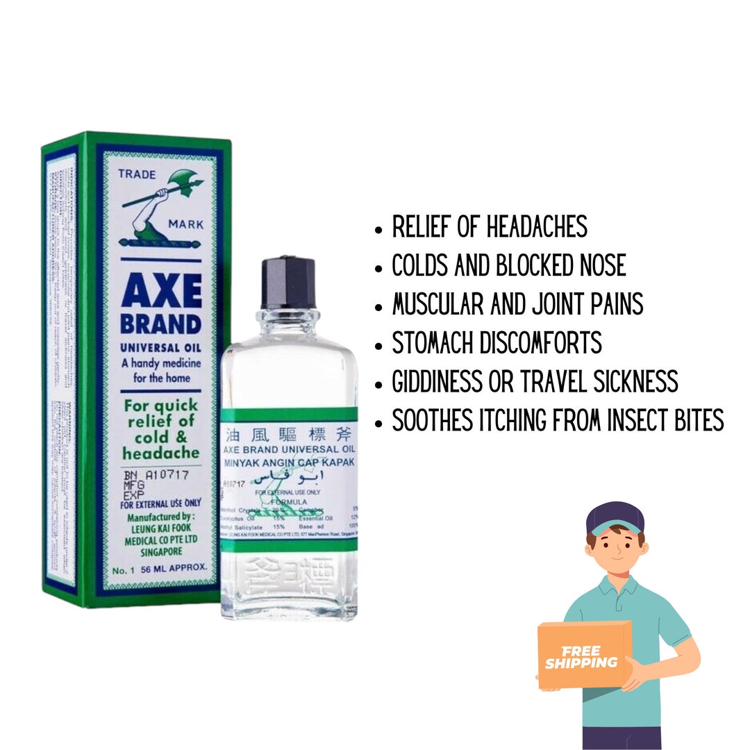 Axe Medicated Oil 56ml Minyak Angin Cap Kapak Headache Cold Wind Pain ...