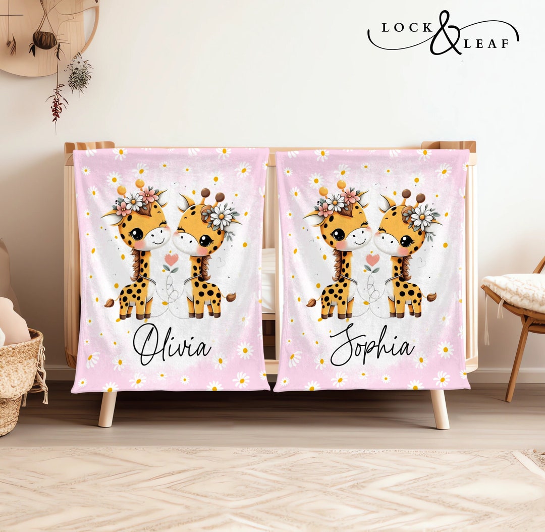 Twin Girl Matching Baby Blankets, Gift for Newborn Twins, Floral Daisy ...