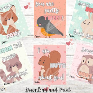 Printable Animal Valentine's Day Cards, Kids Valentine Card for Class ...
