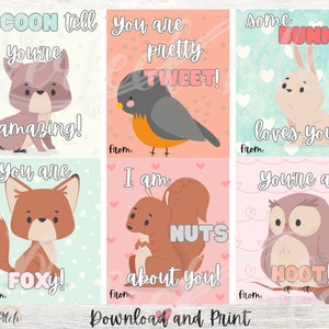 Printable Animal Valentine's Day Cards, Kids Valentine Card for Class ...