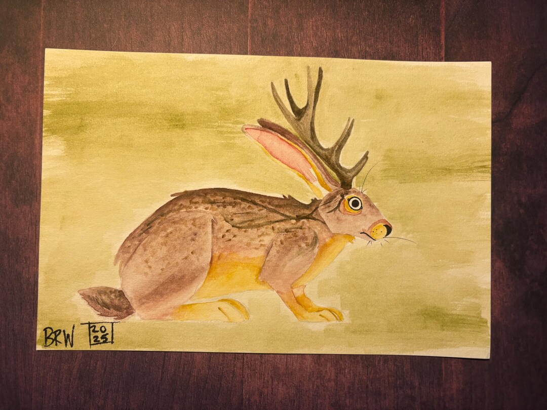 Watercolor Painting “jackalope” - Etsy