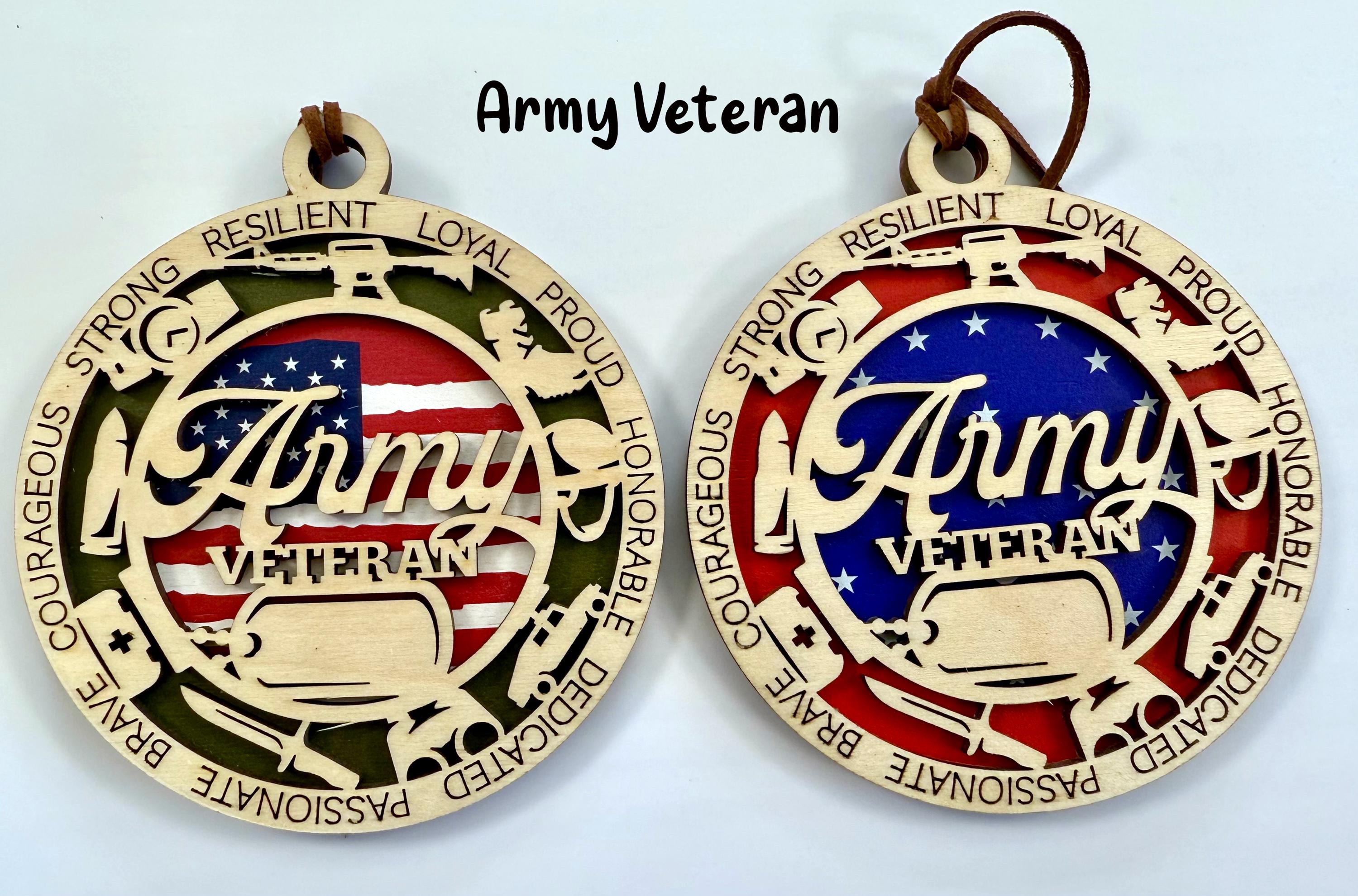 Army Tribute Layered Ornaments, Army Memorial Ornament, Army Veteran ...