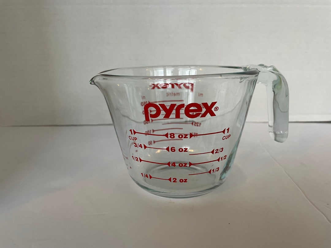 Vintage Pyrex 1-cup Measuring Cup L Handle, Red Lettering USA - Etsy