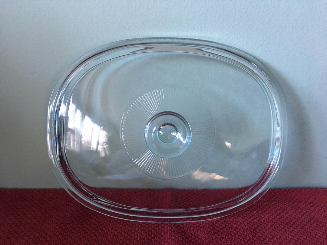 Pyrex F12C Ribbed Replacement Lid Clear Oval Casserole Corning Ware 1-1 ...