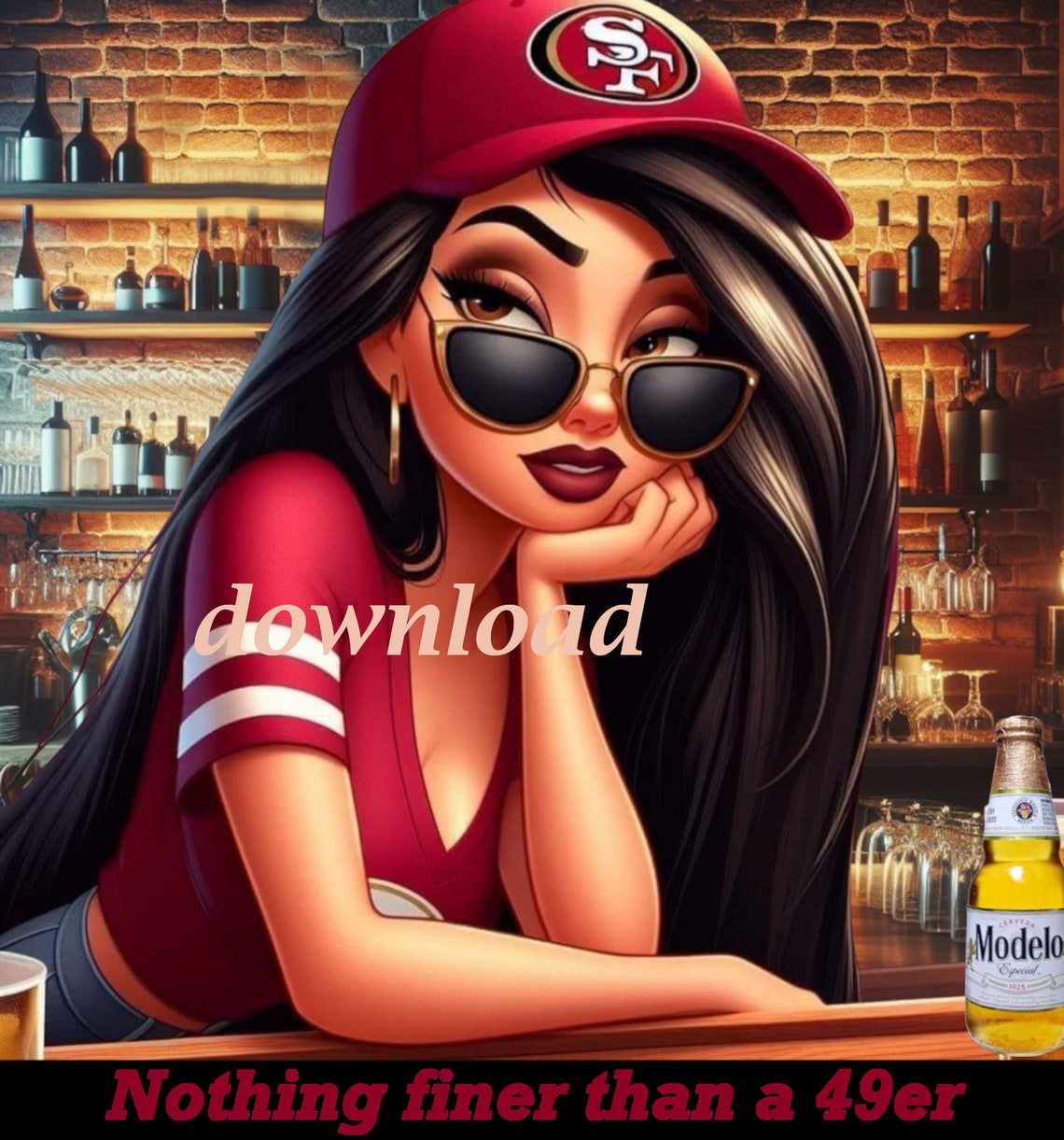 San Francisco 49ers Lady in Bar With Sunglasses - Etsy
