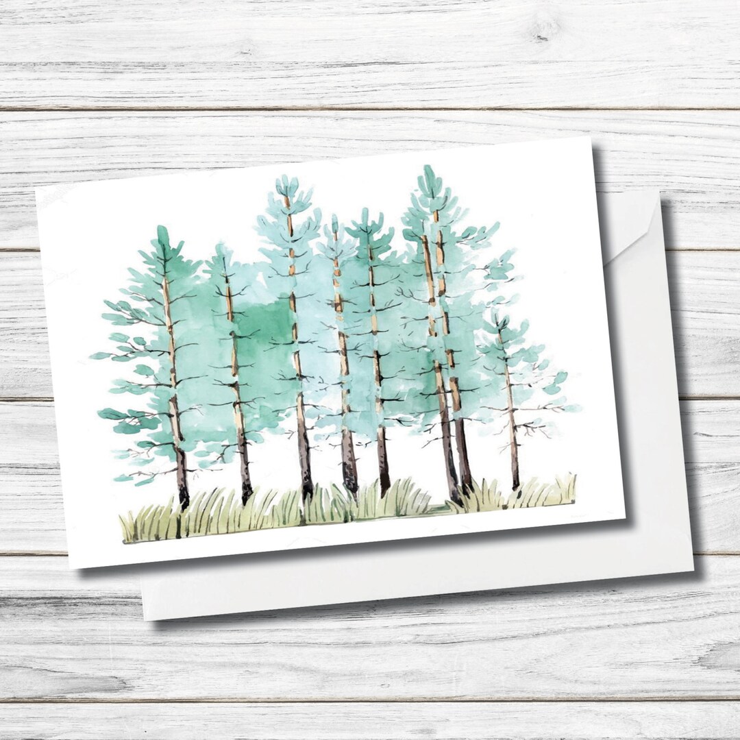 Pine Tree Notecards: Stationery Set of 10 - Cottage Pressroom - Etsy
