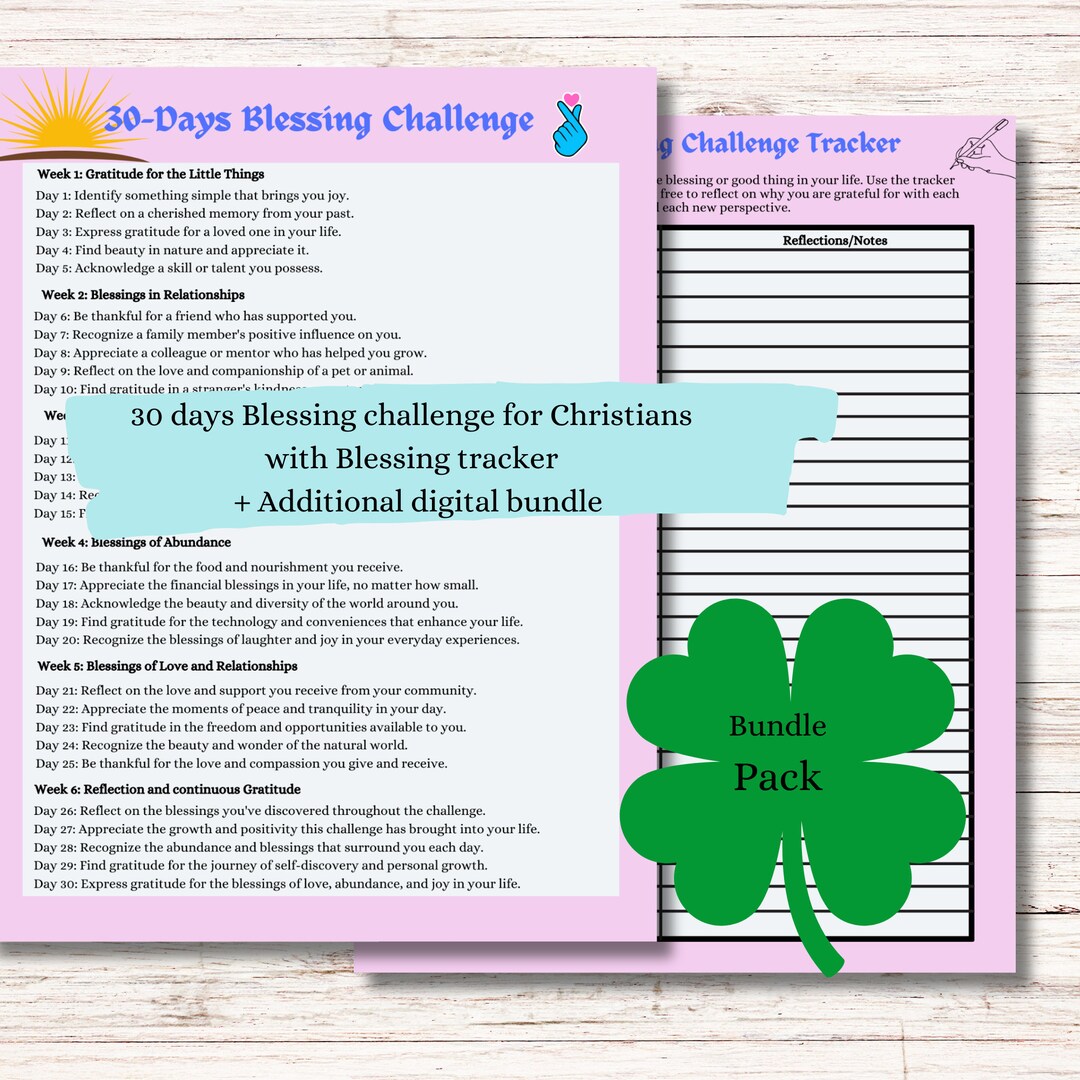 30-day Blessing Challenge With Tracker & Reflection Worksheets With ...