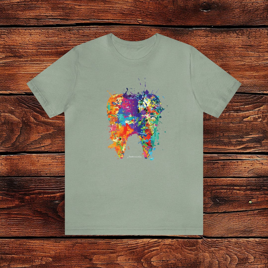 Adult Beautiful Vibrant Tooth Art T Shirt for Dentist, Dental Hygienist ...
