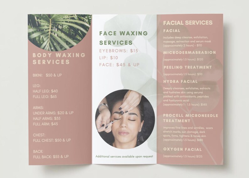 Editable Spa Services Tri-fold Brochure Template (canva Digital ...