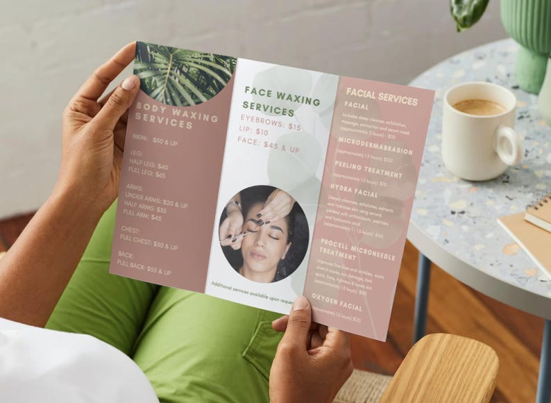 Editable Spa Services Tri-fold Brochure Template (canva Digital ...