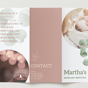 Editable Spa Services Tri-fold Brochure Template (canva Digital ...