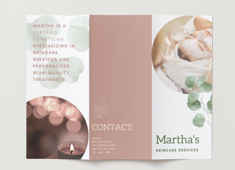 Editable Spa Services Tri-fold Brochure Template (canva Digital ...