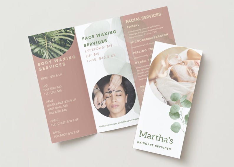 Editable Spa Services Tri-fold Brochure Template (canva Digital ...