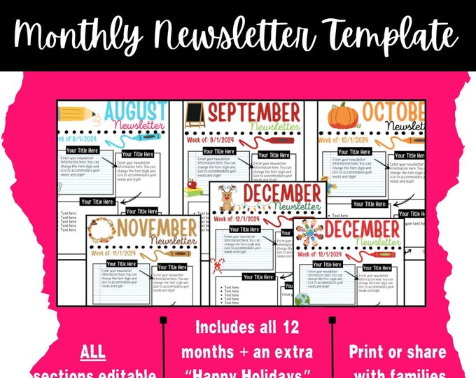 Editable Themed Classroom Newsletter Template - Etsy