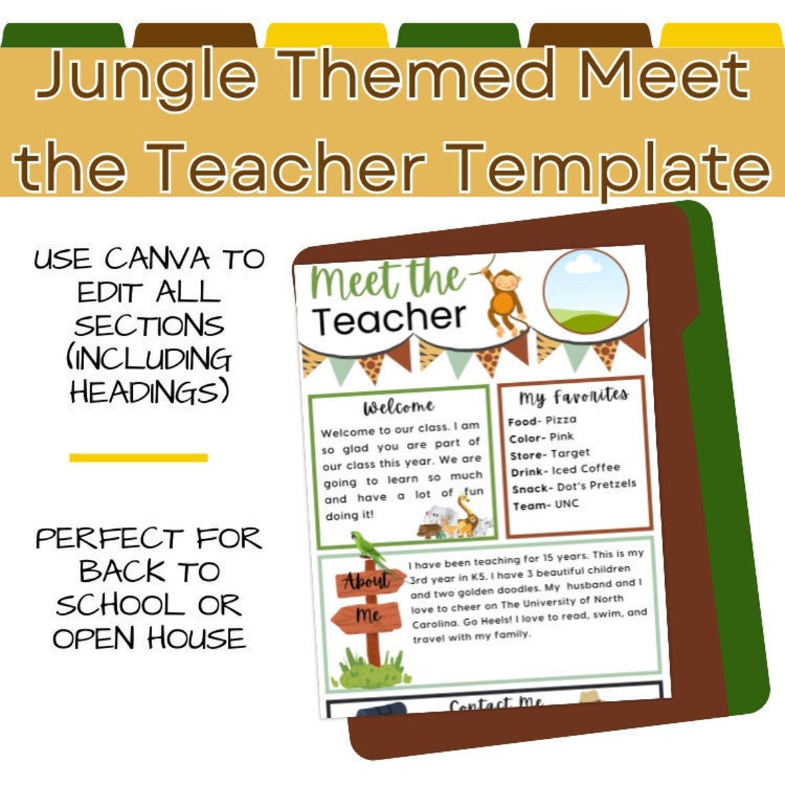 Editable Jungle Themed Meet the Teacher Template - Etsy