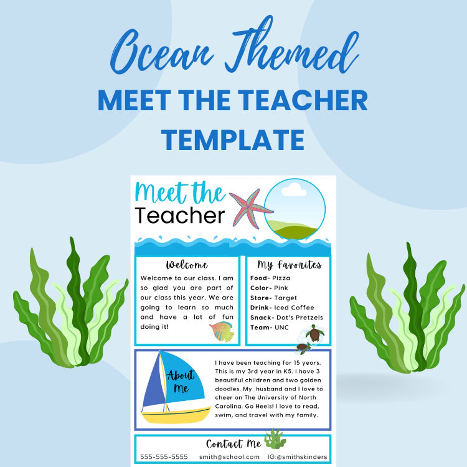 Ocean Themed//under the Sea Meet the Teacher Template - Etsy