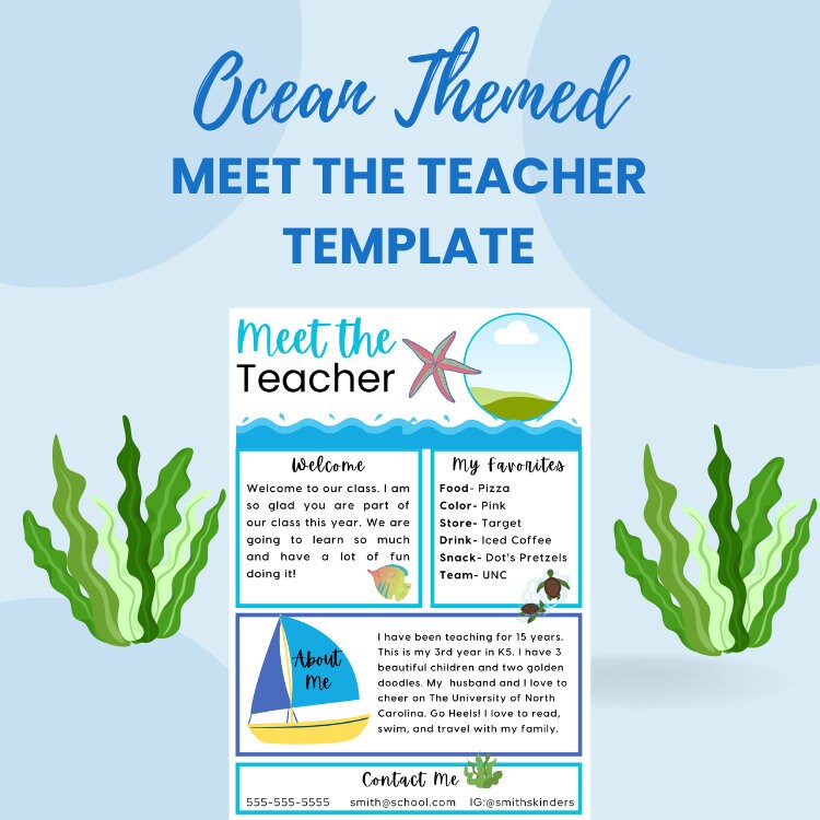 Ocean Themed//under the Sea Meet the Teacher Template - Etsy