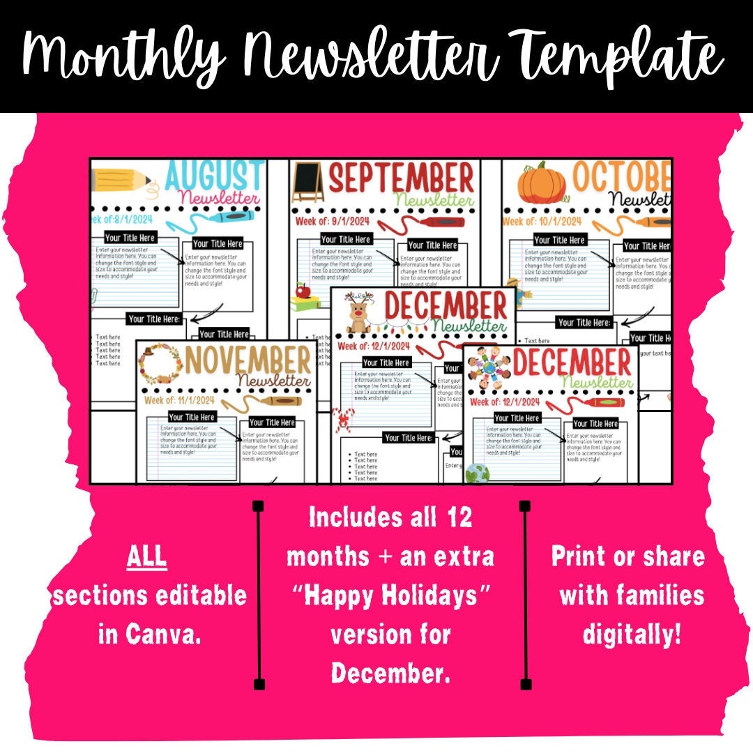 Editable Themed Classroom Newsletter Template - Etsy