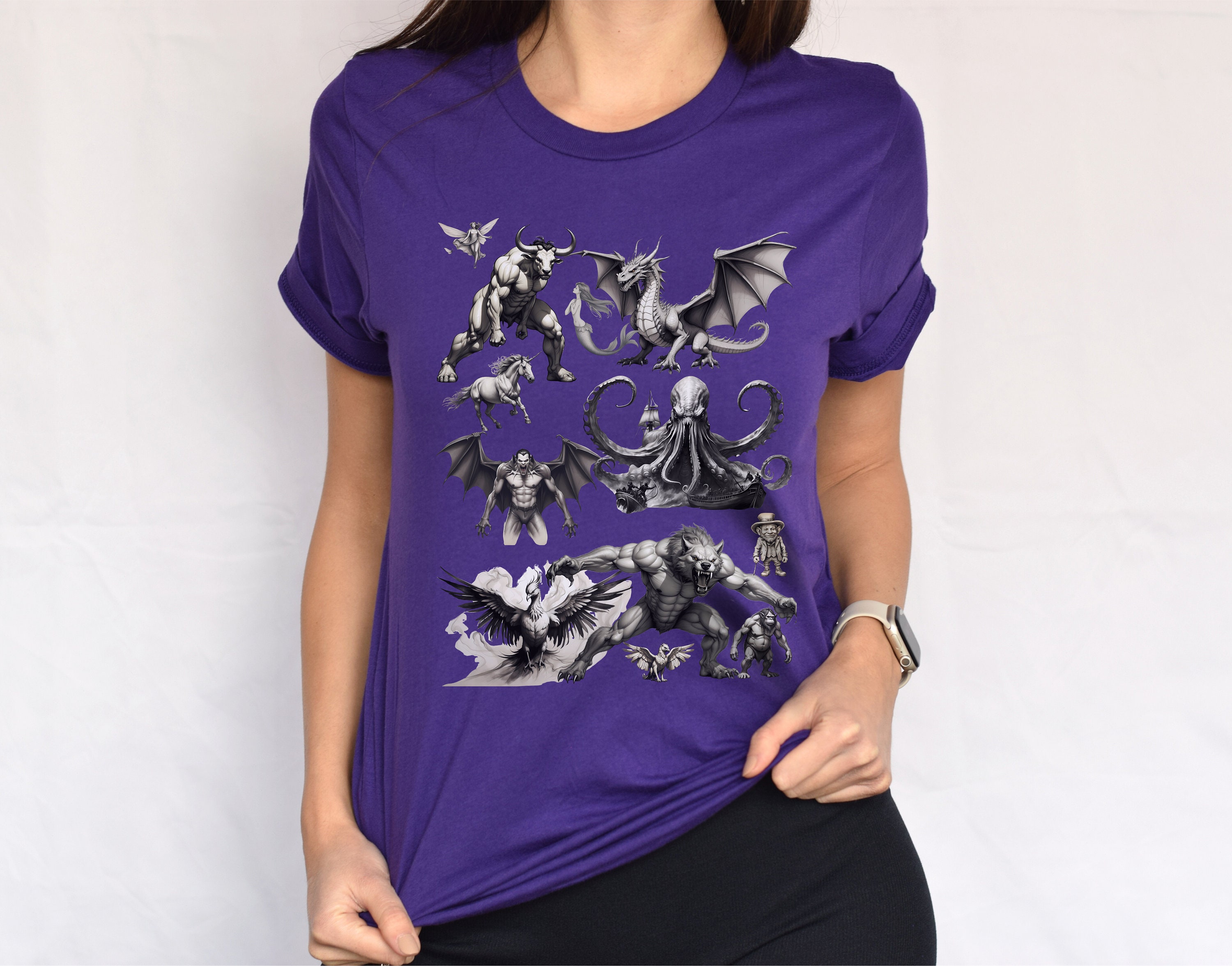 Mythical Creatures Minimalist T-shirt Silver S, M, L, XL, 2XL, 3XL, 4XL ...