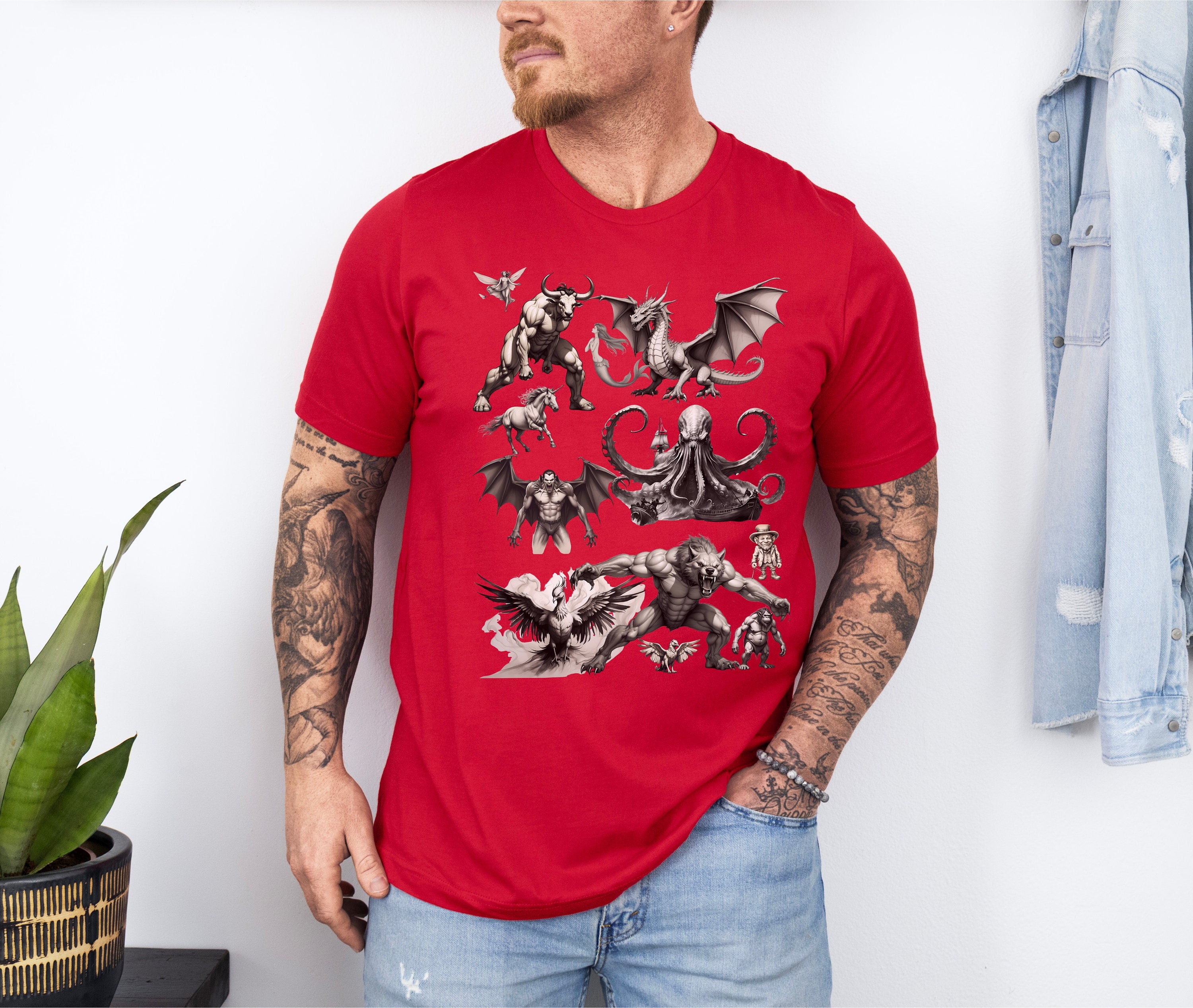 Mythical Creatures Minimalist Tee Shirt, Vintage Style Shirt, Gift ...