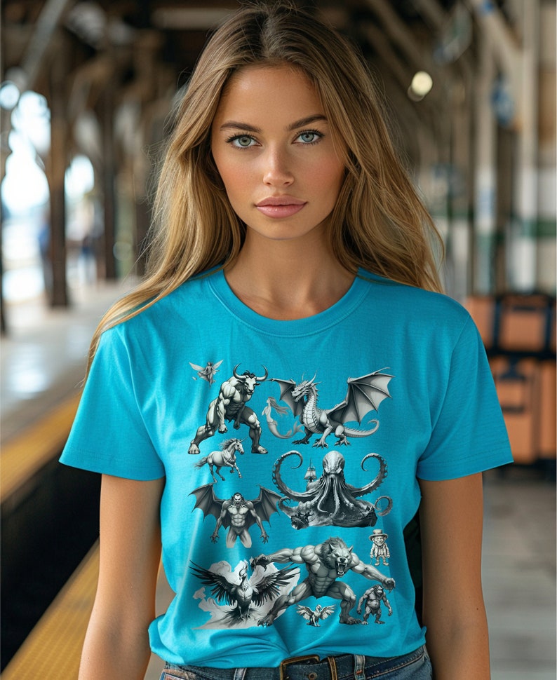 Mythical Creatures Minimalist Tee Shirt, Vintage Style Shirt, Gift ...