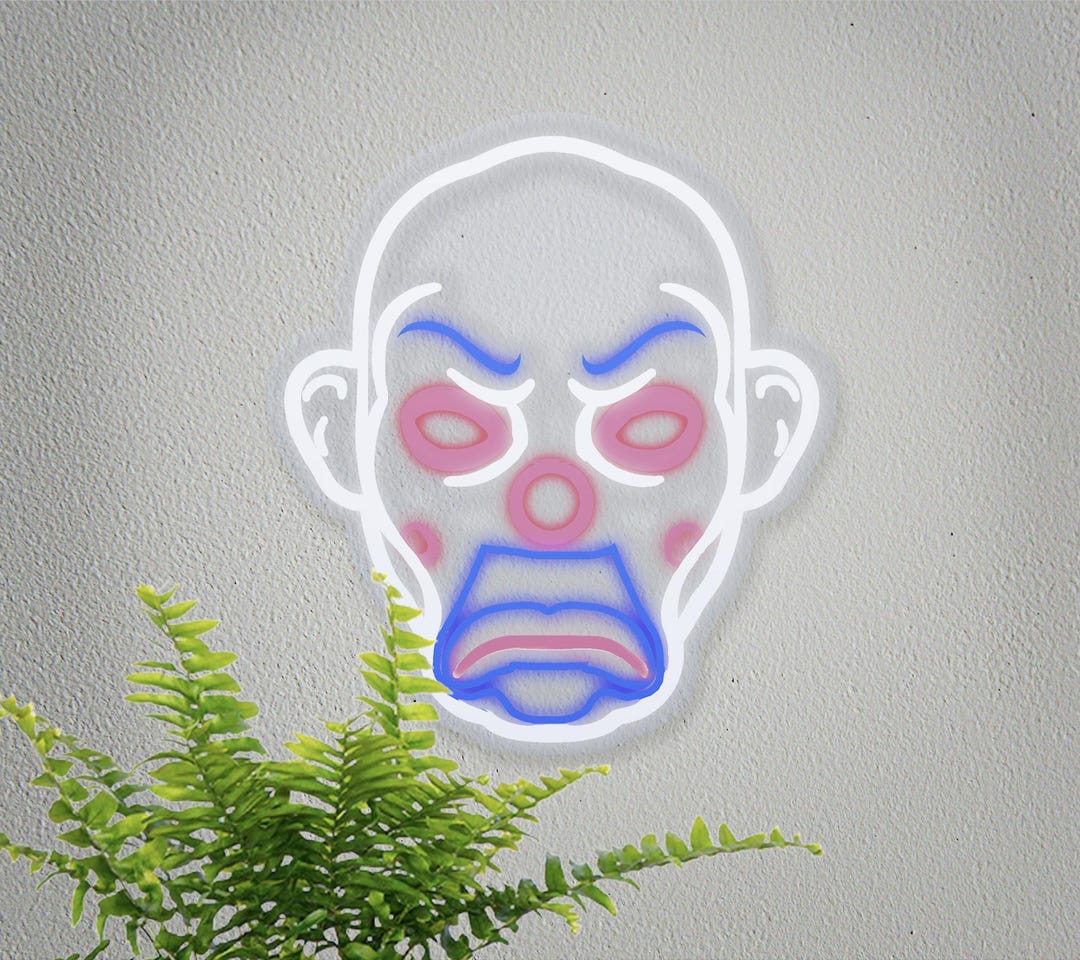 Dark Knight Clown Bank Robber Mask Neon Sign Custom Neon Sign Batman ...
