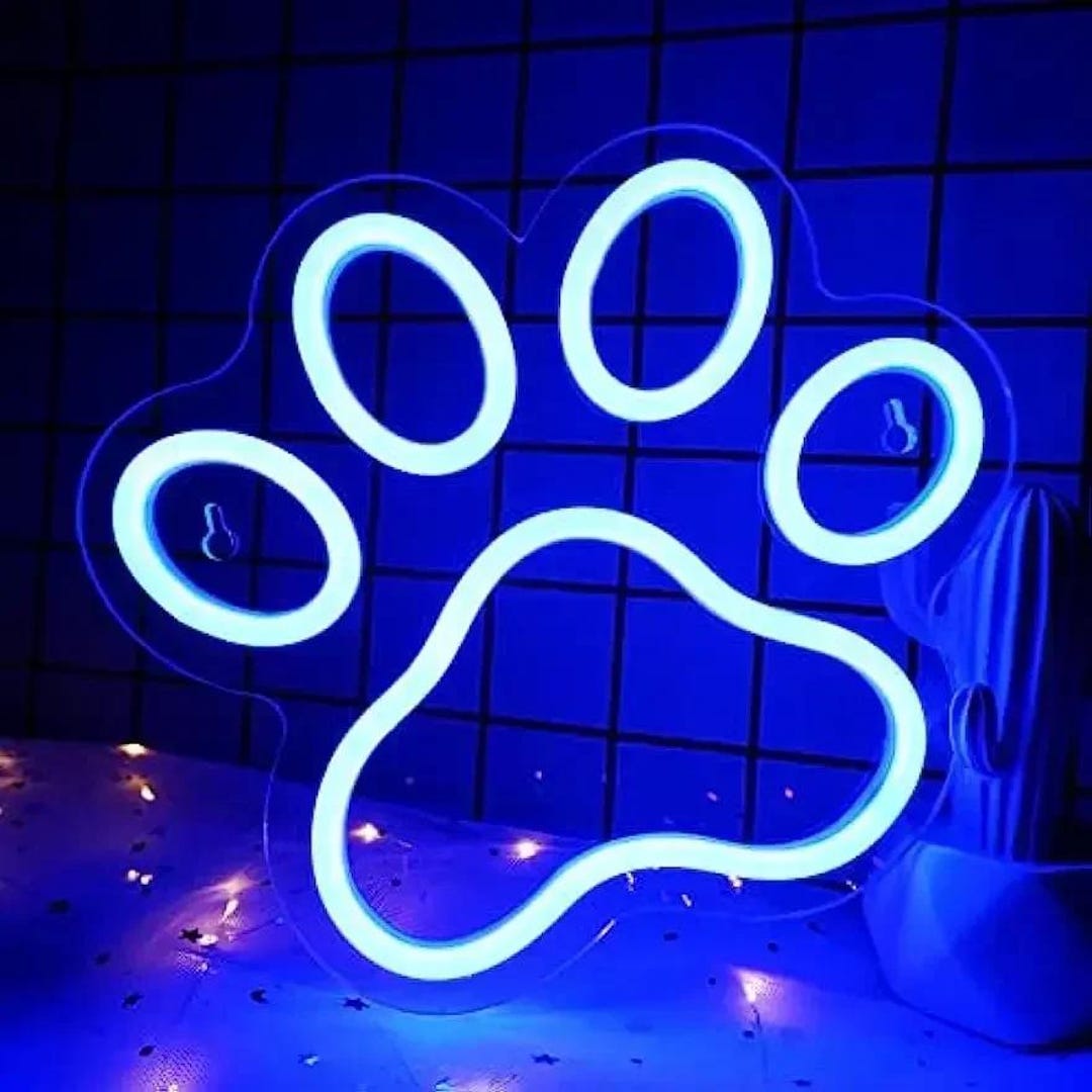 Paw Print Neon Sign Dog Cat Paw Print Neon Sign Light Neon Wall Art ...