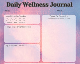 Daily Wellness Journal, Fitness Journey, Wellness Tracker, Journal ...