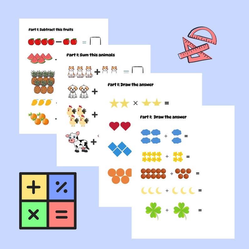 MATH WORKSHEETS: Addition, Subtraction, Multiplication, Division, Grade ...