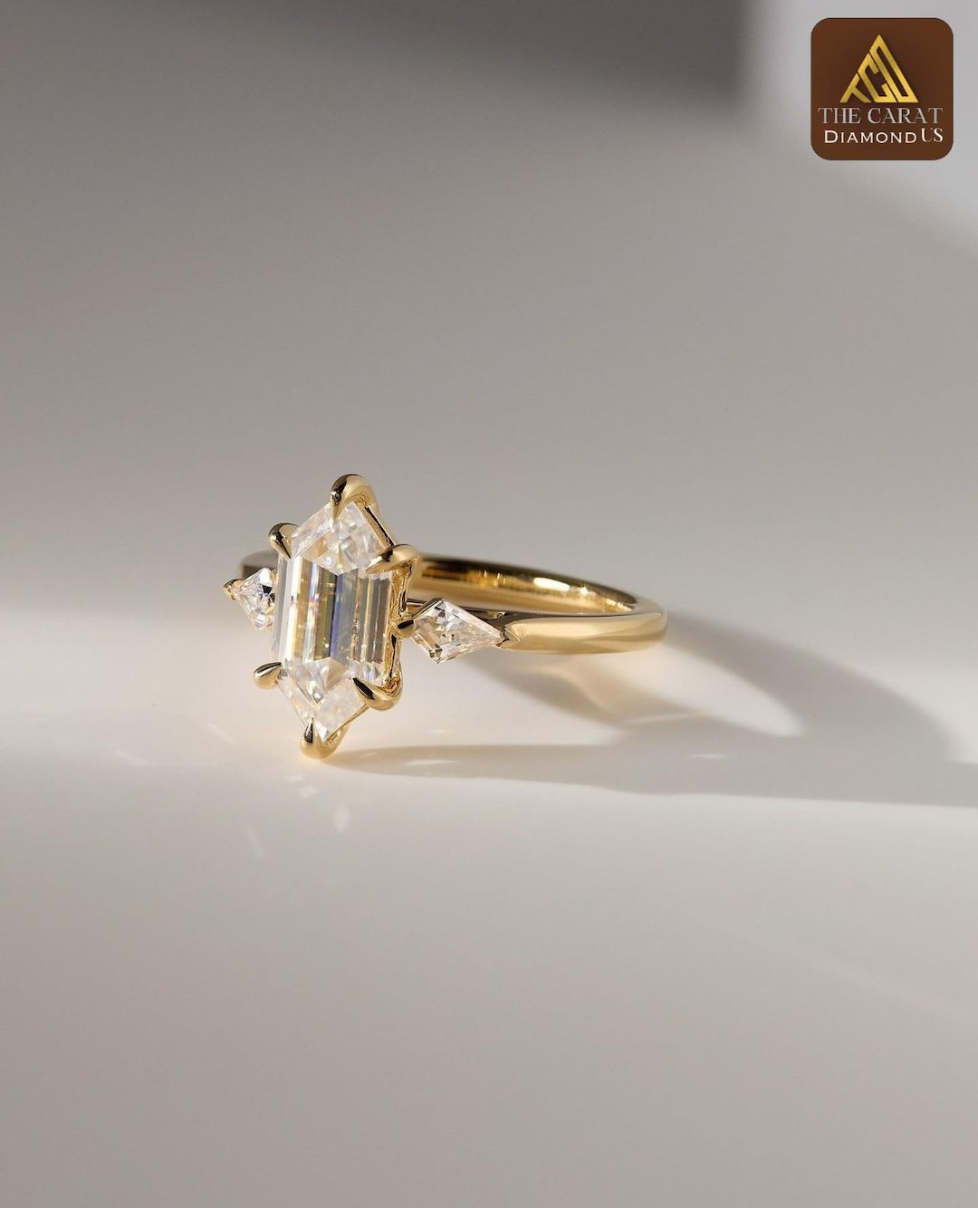 14K Gold Dutch Marquise Three Stone Ring, 2.4CT Dutch Marquise Cut ...