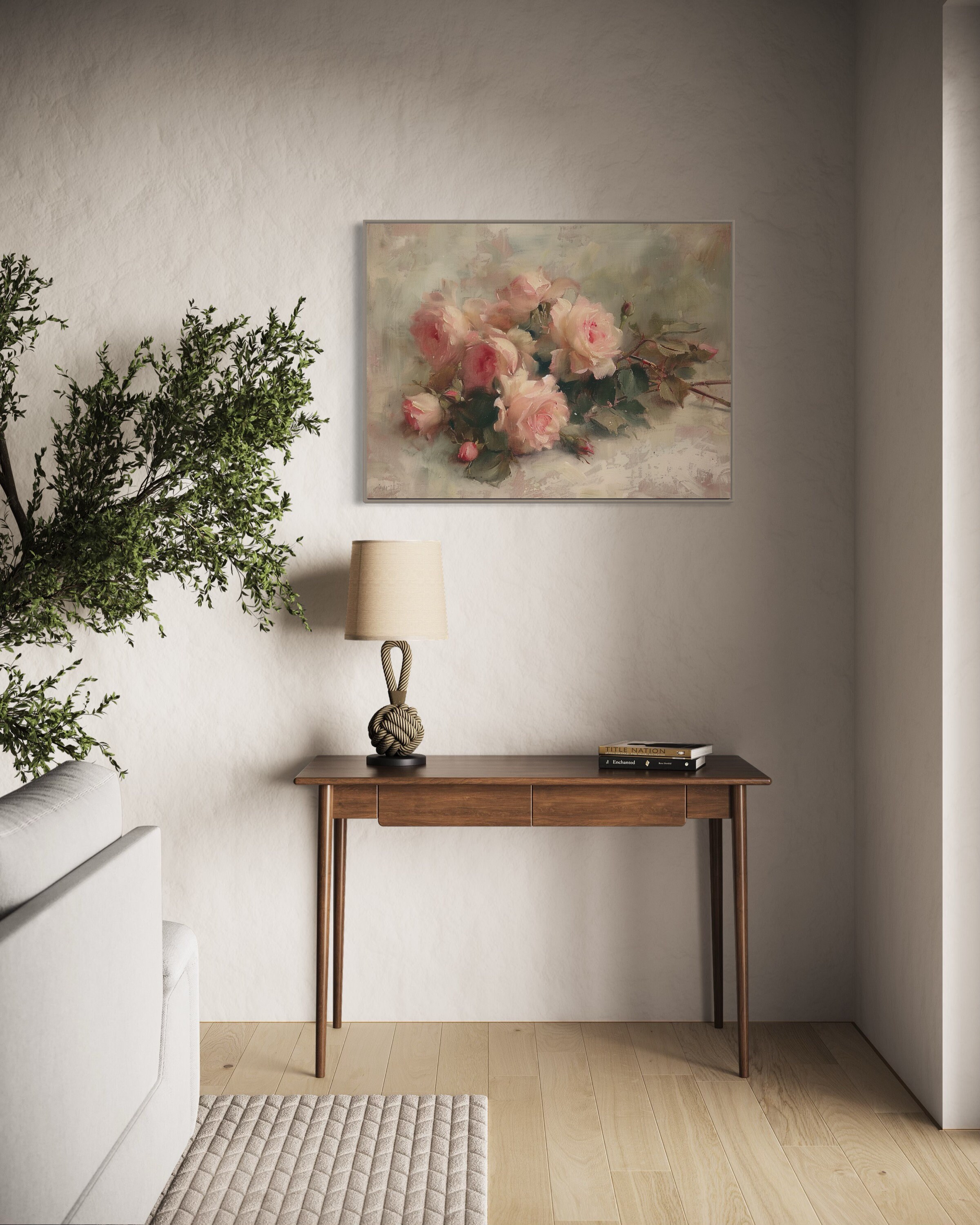 Antique Pink Roses Still Life muted Pink Roses Wall Art Print, Soft ...