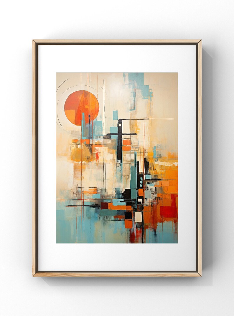 Abstract Expressionism Art Print: Orange Circle, Modern Home Decor ...