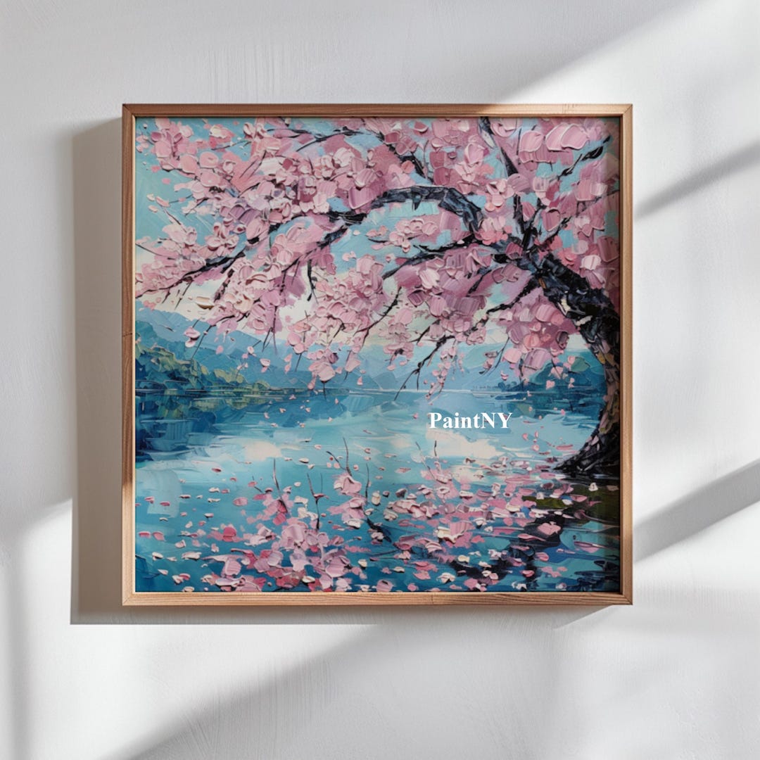 Cherry Blossom Tree Landscape Print, Vintage Cottagecore Wall Art ...