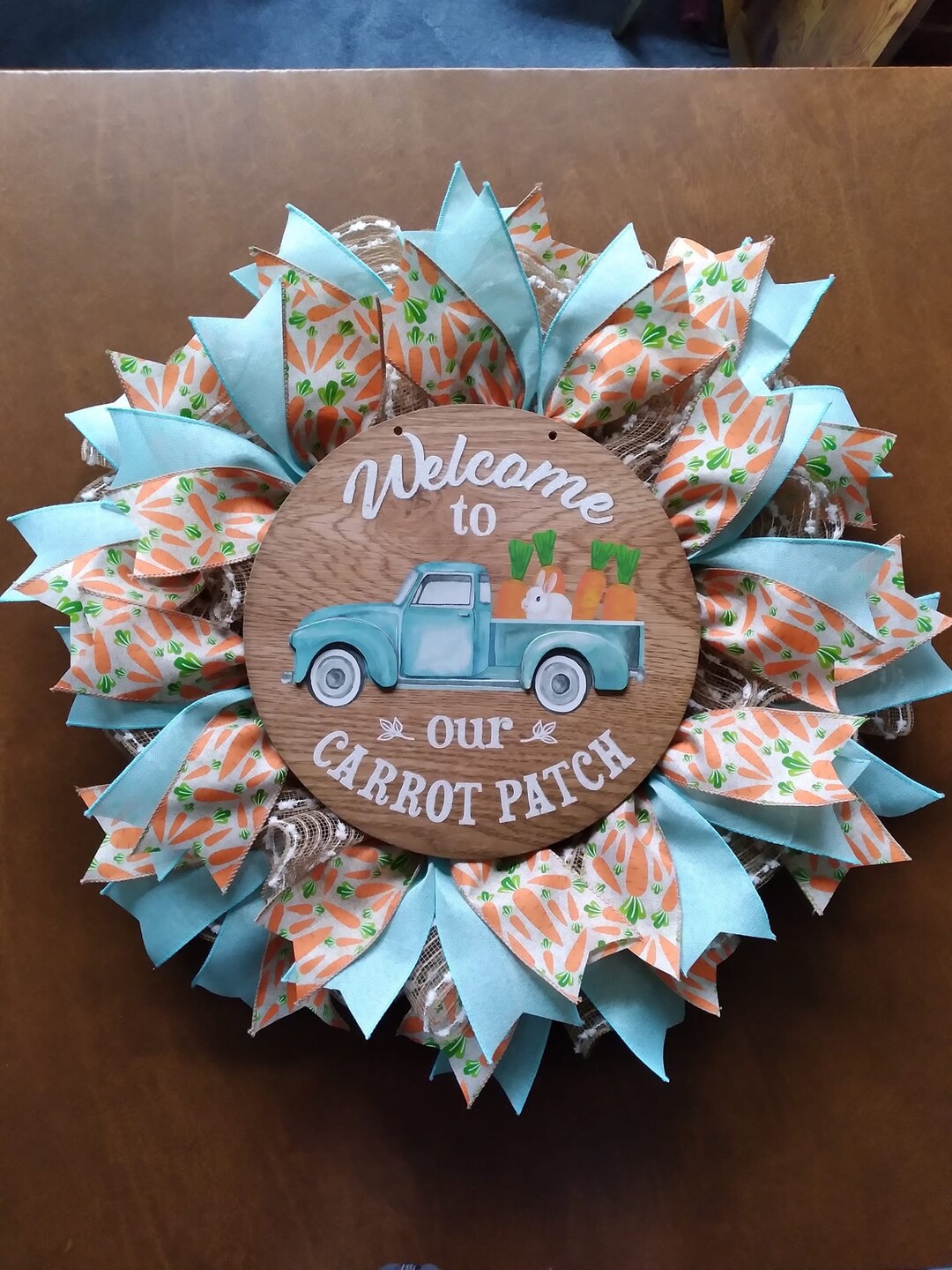 Bunny Truck Carrot Wreath: Spring Welcome Door Decor - Etsy