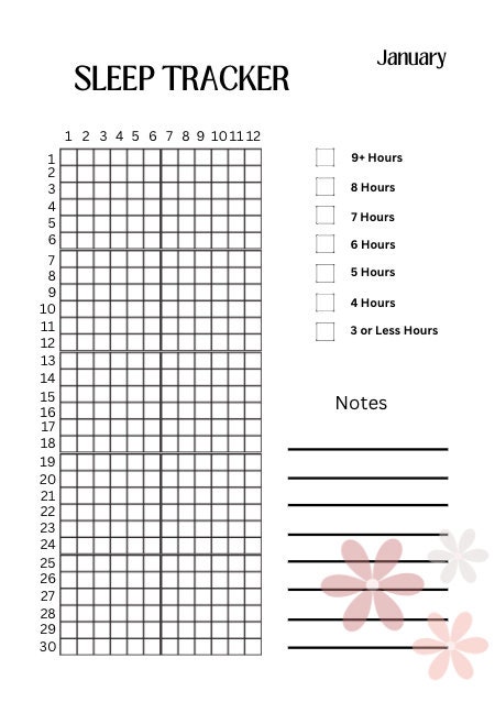 Sleep Tracker Chart - Etsy