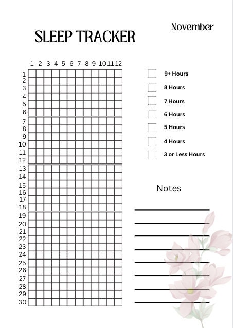 Sleep Tracker Chart - Etsy