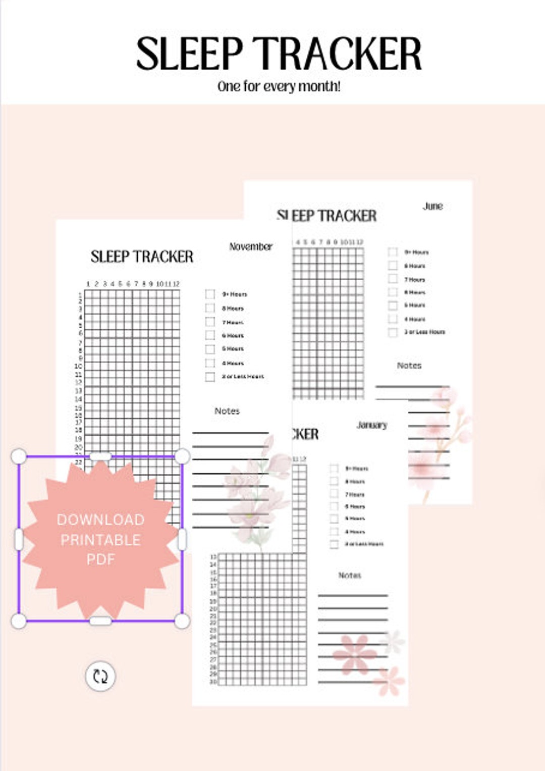 Sleep Tracker Chart - Etsy