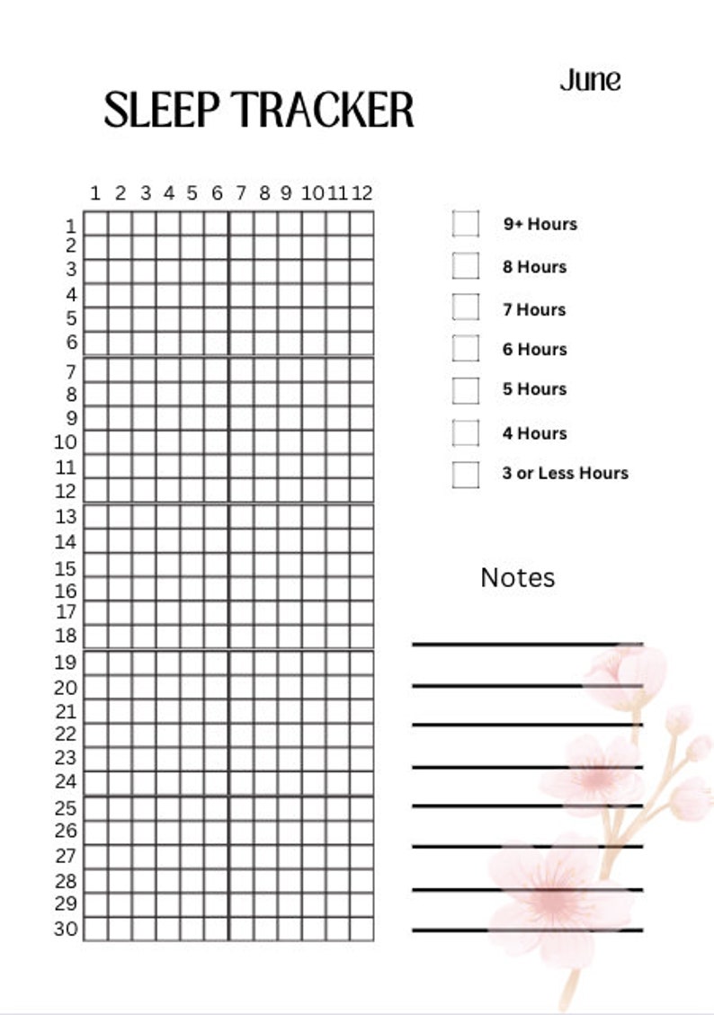 Sleep Tracker Chart - Etsy