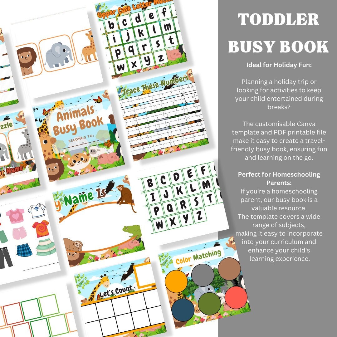 Animals Toddler Busy Board Baby Busy Board With Name Quiet Book Toddler ...