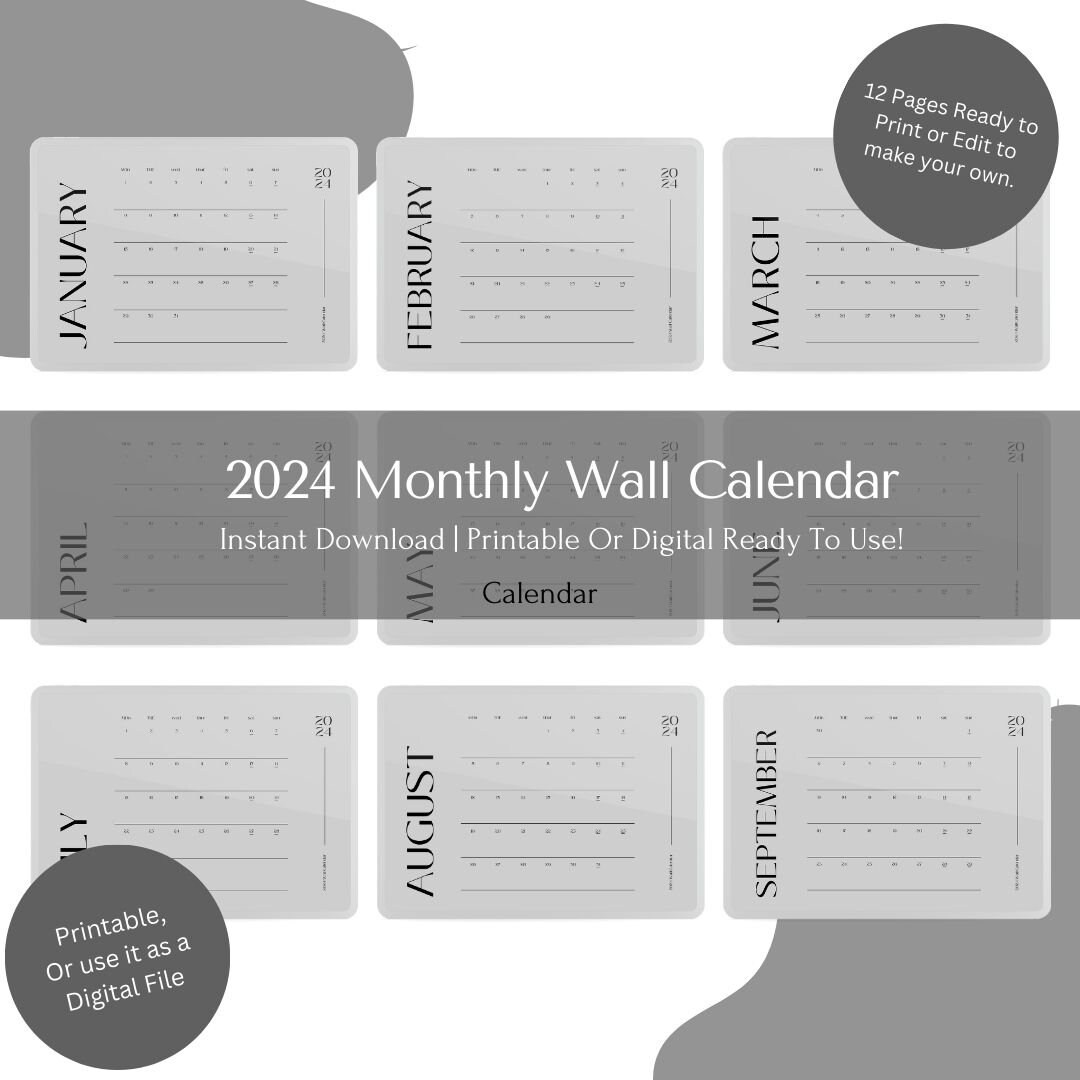 2024 Wall Calendar Large Wall Calendar Yearly Calendar Desk Calendar ...