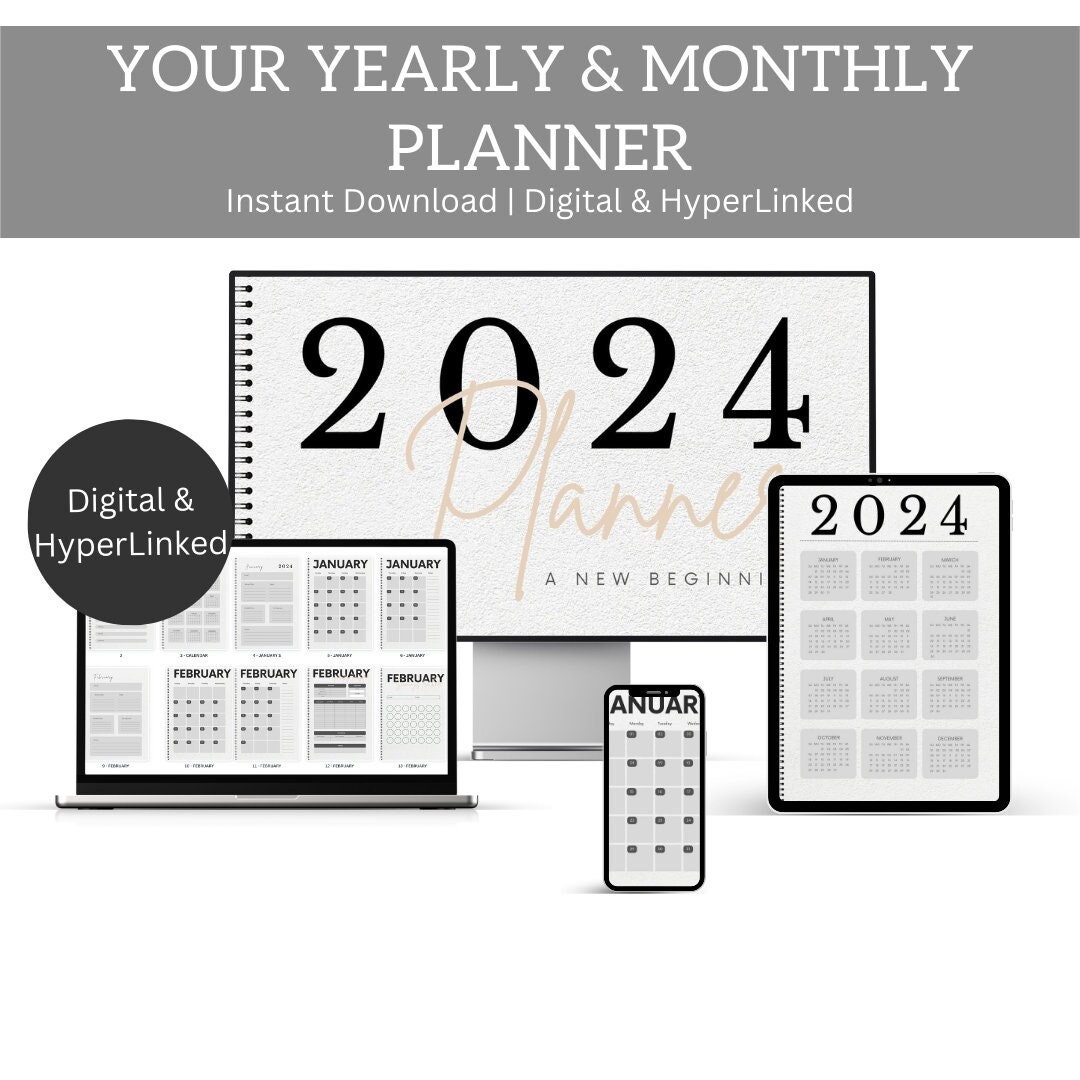 Yearly Digital Planner Monthly Planner Weekly Daily Planner Goodnotes ...