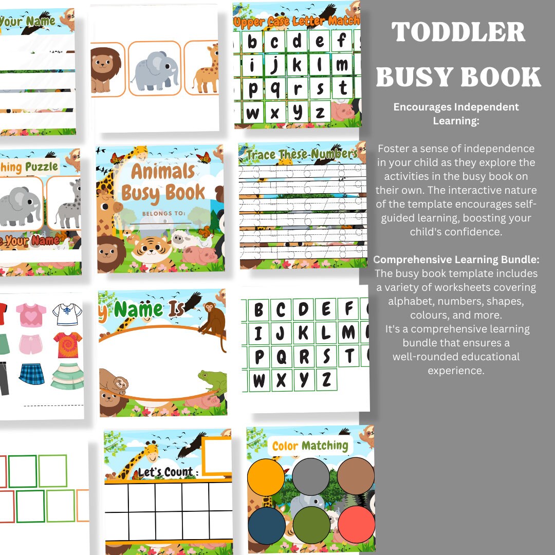 Animals Toddler Busy Board Baby Busy Board With Name Quiet Book Toddler ...