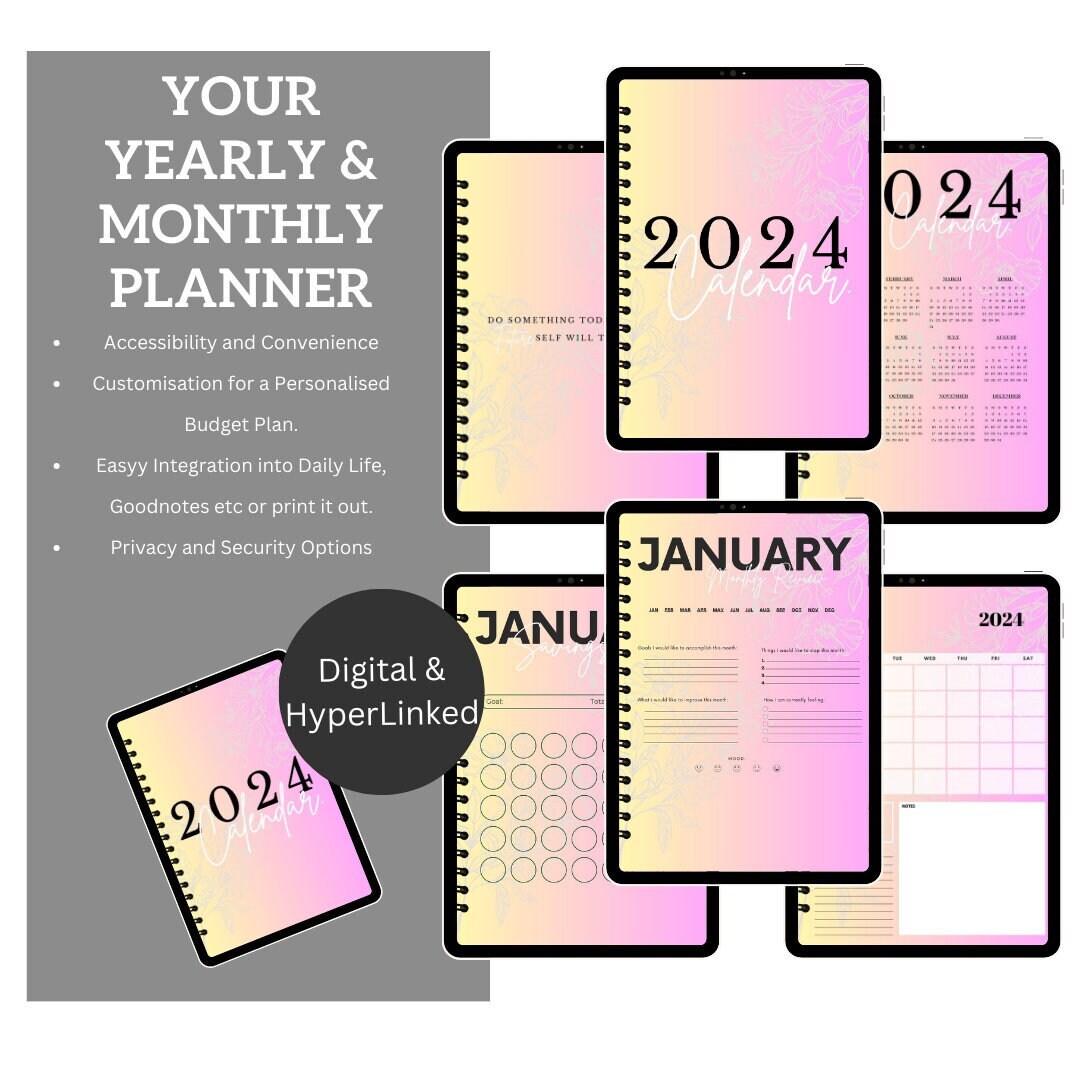 Yearly Digital Planner Monthly Planner Weekly Daily Planner Goodnotes ...
